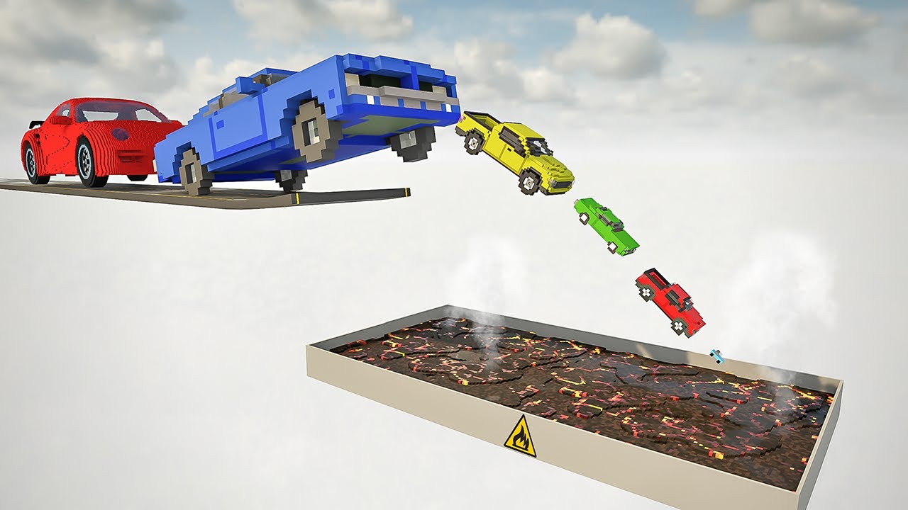 Big & Small Cars Falls into Lava Pool | Teardown - YouTube