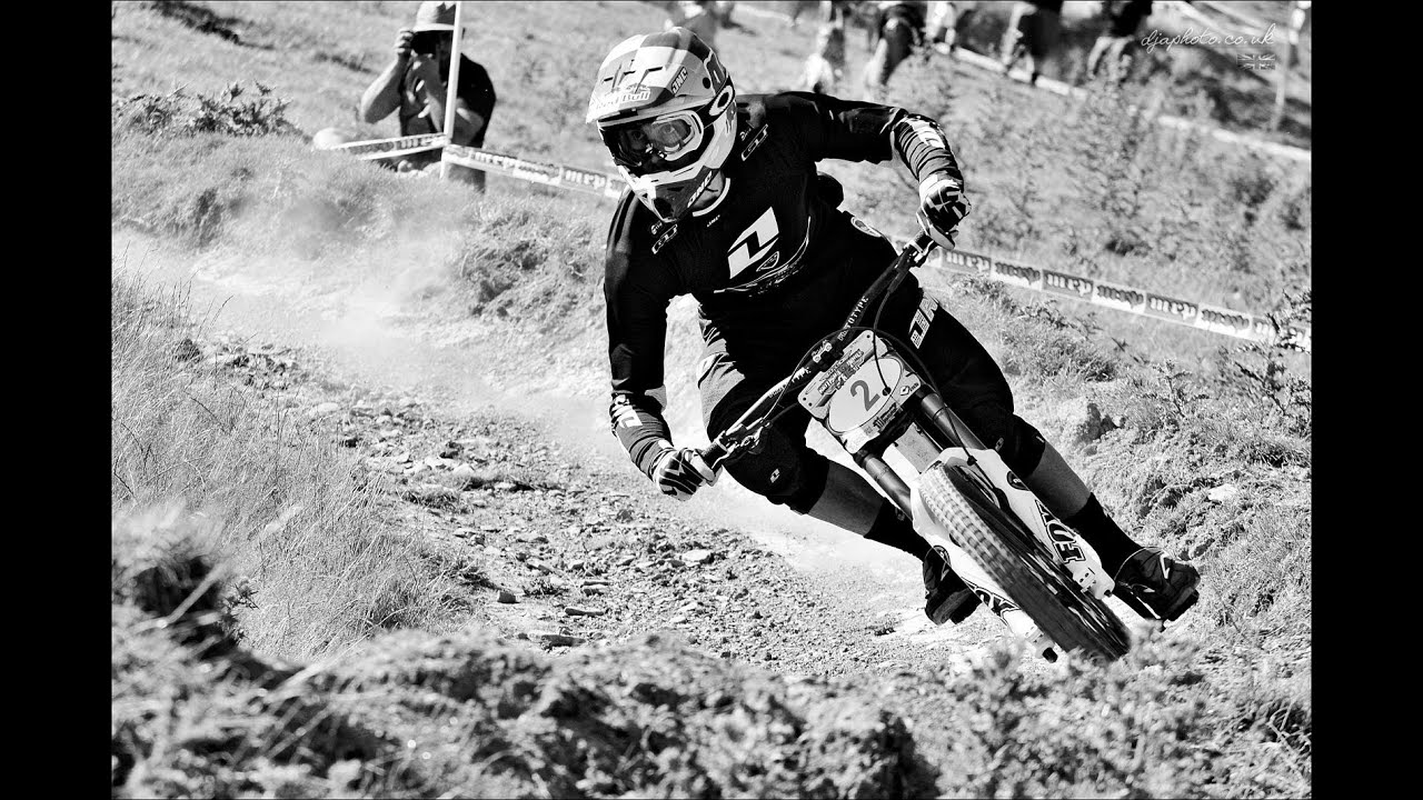 Gee Atherton races downhill at Combe Sydenham Country Park 14/4/2013 ...