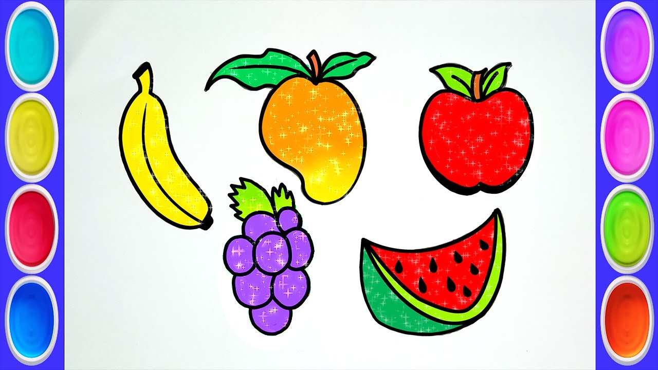 Easy Fruits painting for Kids | Learn to draw colorful fruits - YouTube