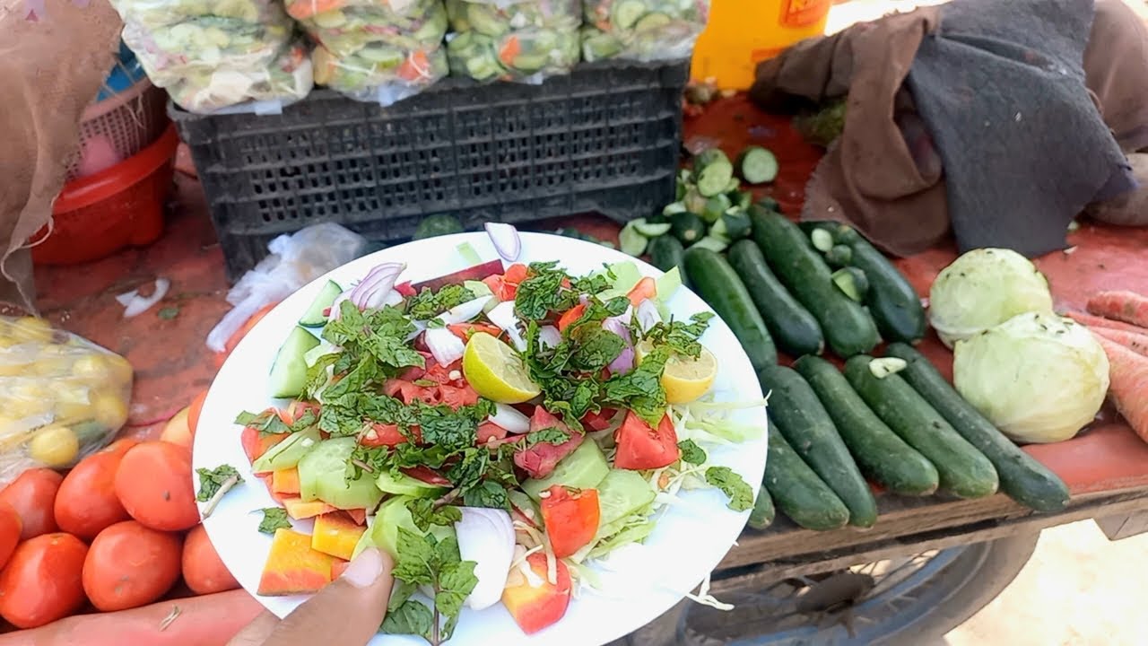 Fresh Salad 🥗 Pakistan street food only Rs 50 - YouTube