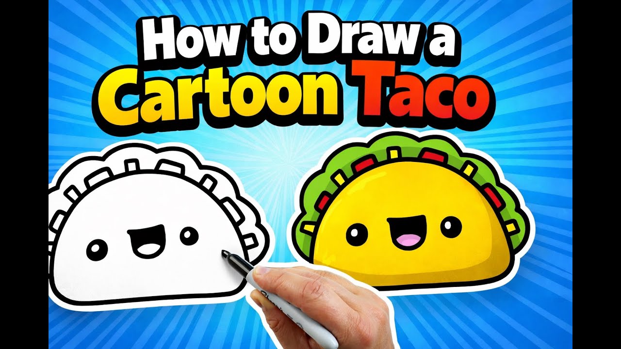 How to Draw a Cartoon Taco 🌮 | Easy Step-by-Step Drawing - YouTube