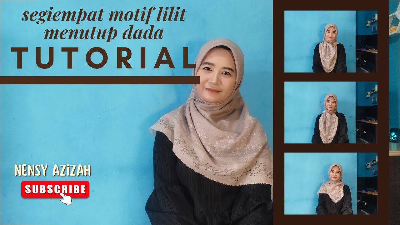 Tutorial Hijab Segiempat Motif Lilit Menutup Dada - YouTube