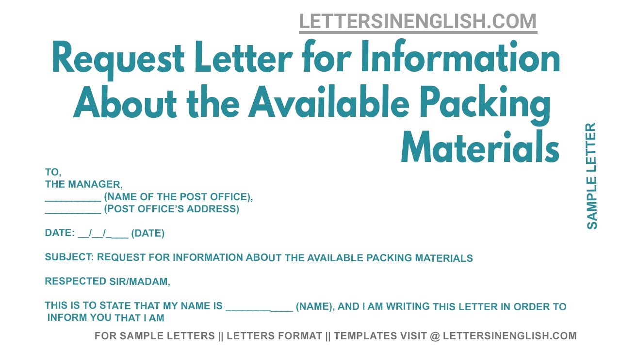Request Letter for Information About the Available Packing Materials ...