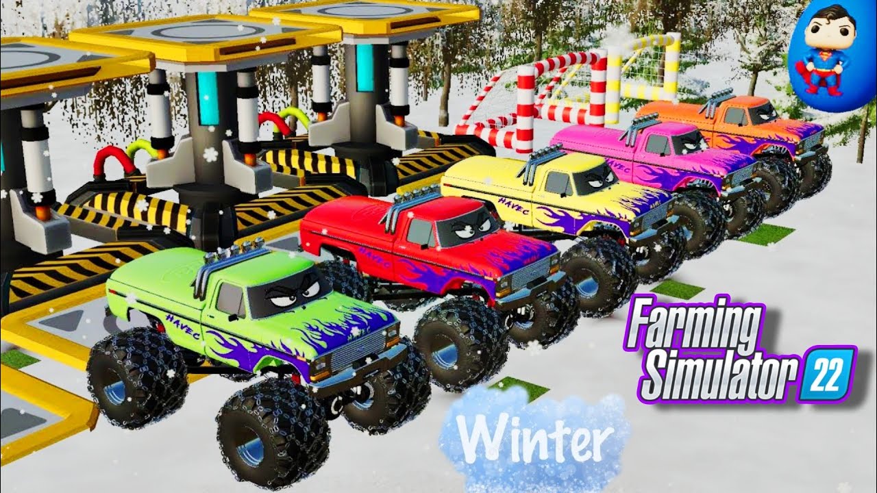 Transporting all ambulance car police car THREE monster truck eyes long ...