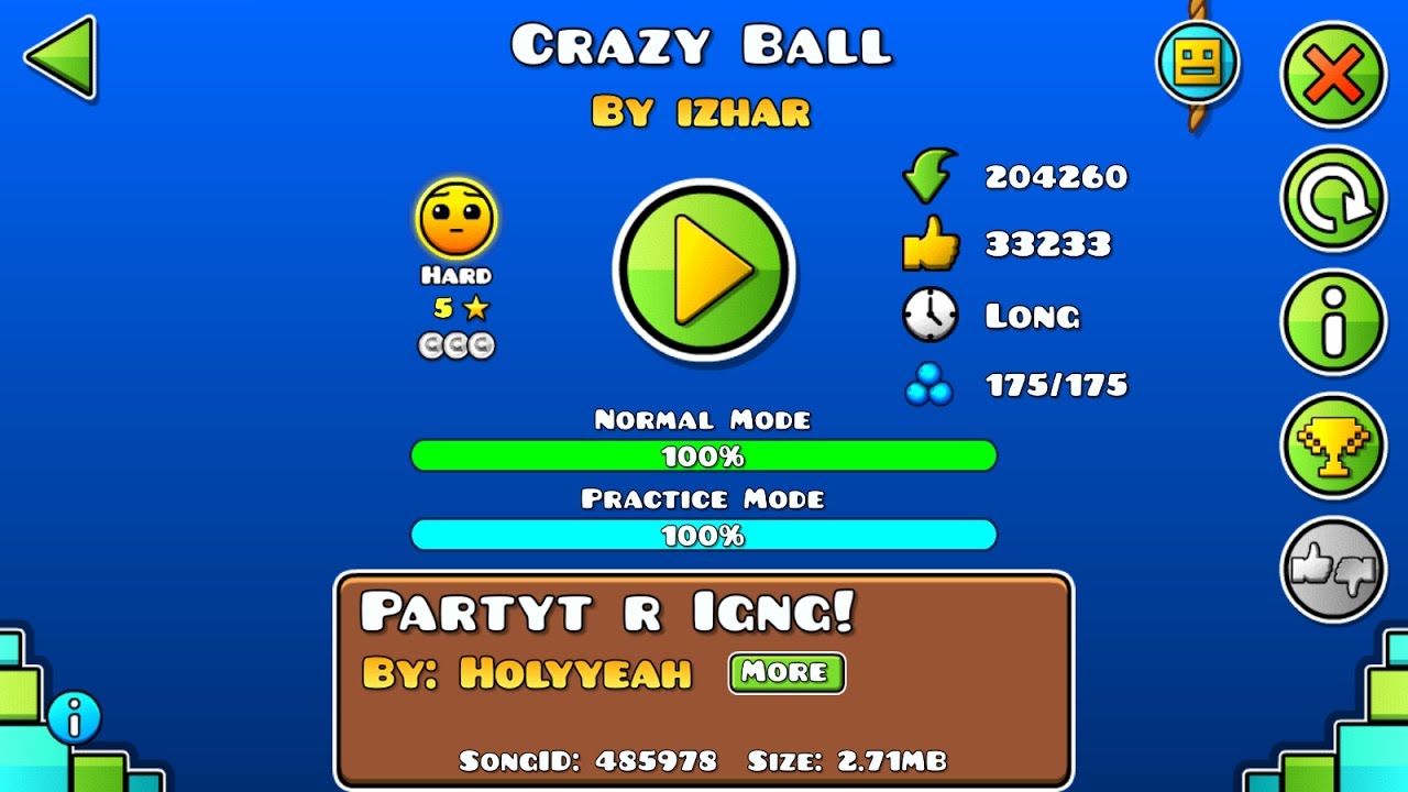 Geometry dash - Crazy ball (100% ALL COINS) by Izhar - YouTube