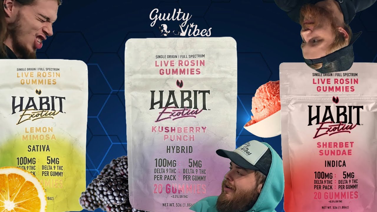 Habit EXOTIC D9 Gummies (Lemon Mimosa) (Kushberry Punch) (Sherbet ...