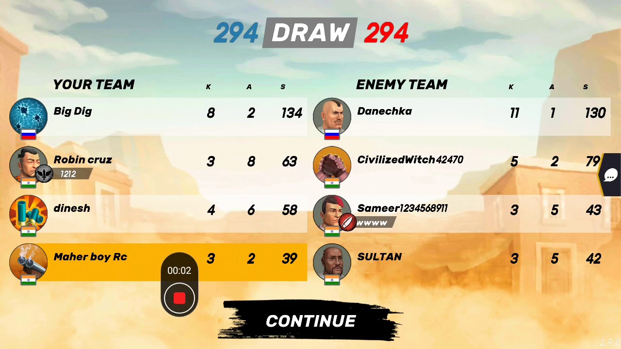 Gun's of boom Draw match - YouTube