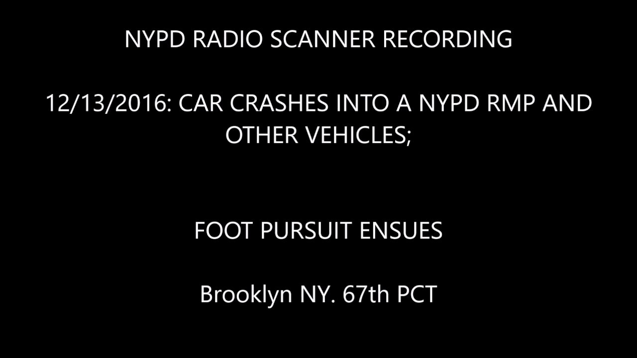 Perp Crashes into NYPD RMP; Police Scanner - YouTube