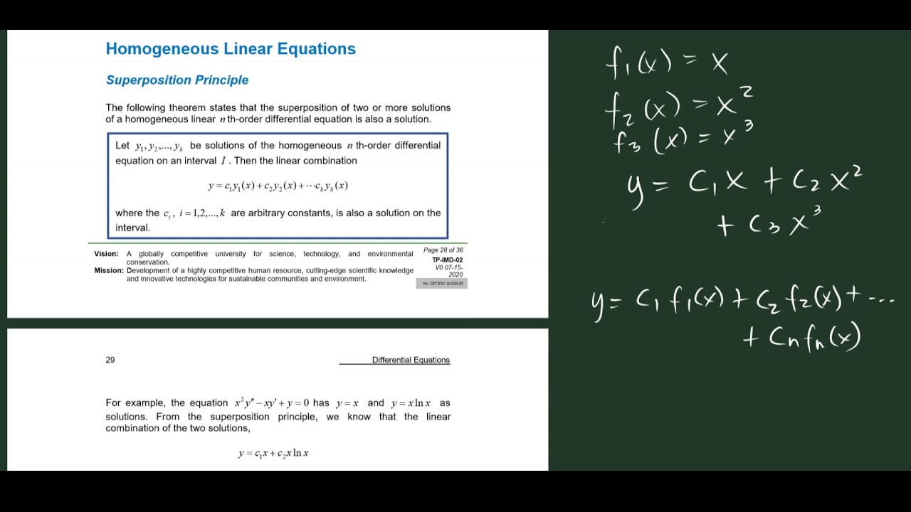 Superposition Principle - Homogeneous Equations - YouTube