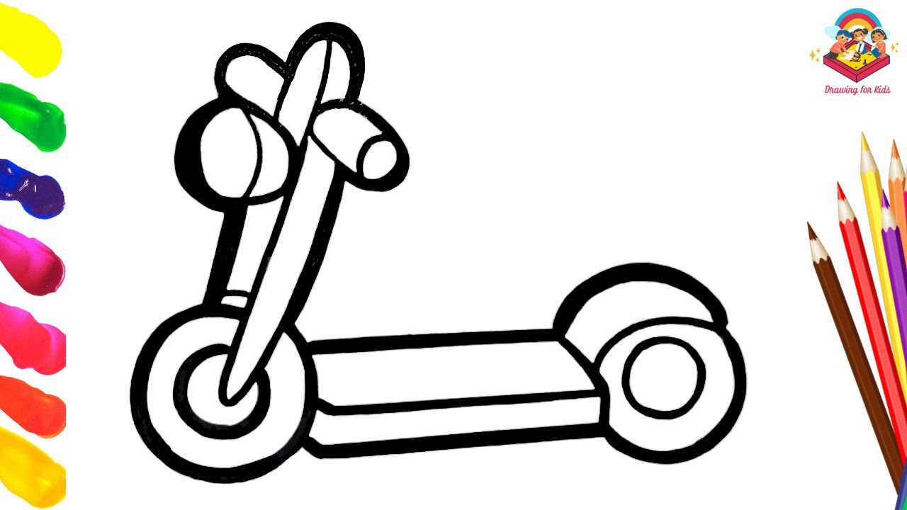 How to Draw a Scooter - an Easy Step by Step Drawing Tutorial for Kids ...