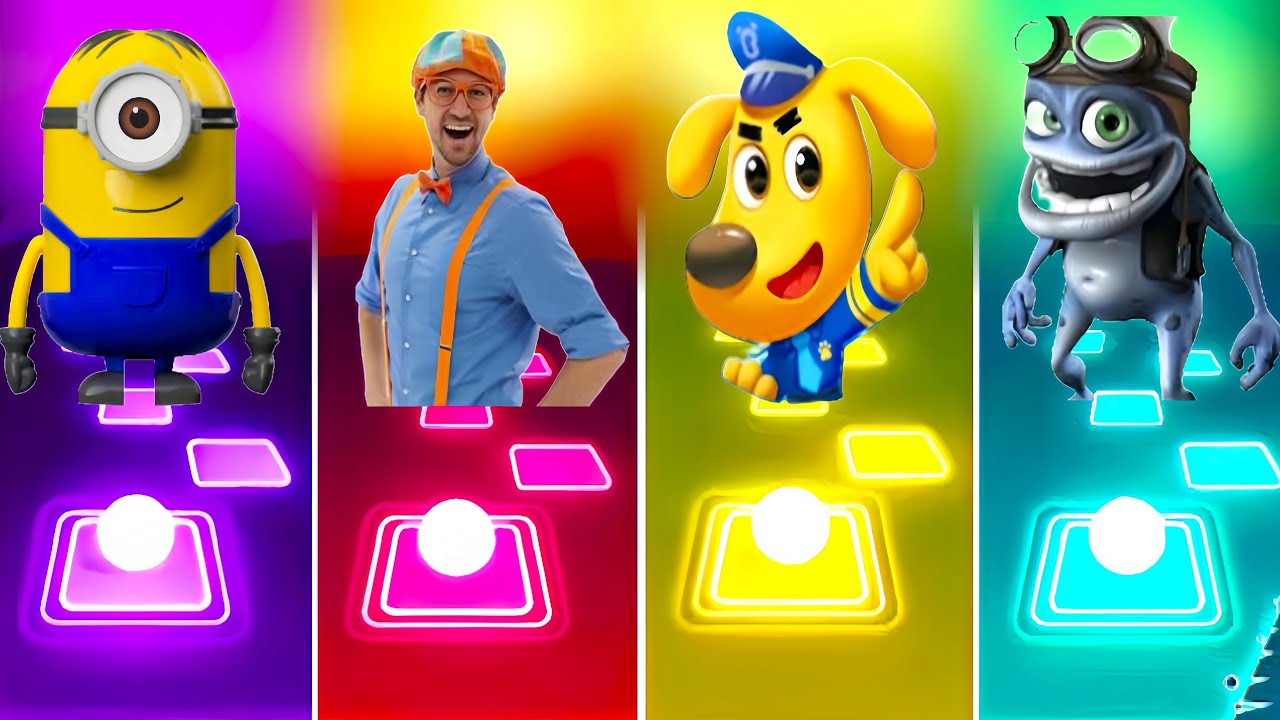 Tiles Hop - Minions VS Blippi VS Sheriff Labrador VS Crazy Frog - YouTube