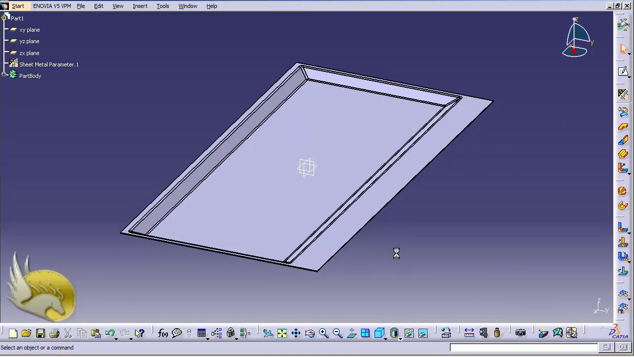 Catia V5 Essentials07 Sheet Metal Design 001 Wall Surface Stamp - YouTube
