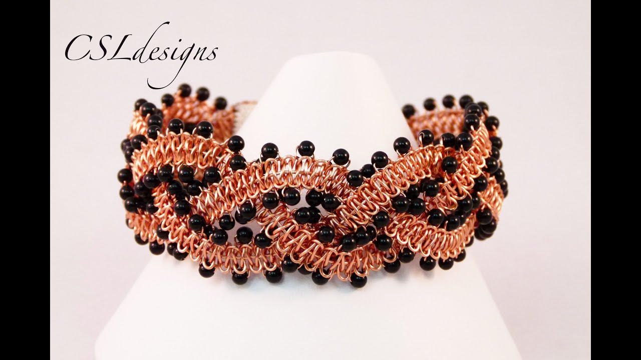 Beaded wirework braided macrame bracelet - YouTube