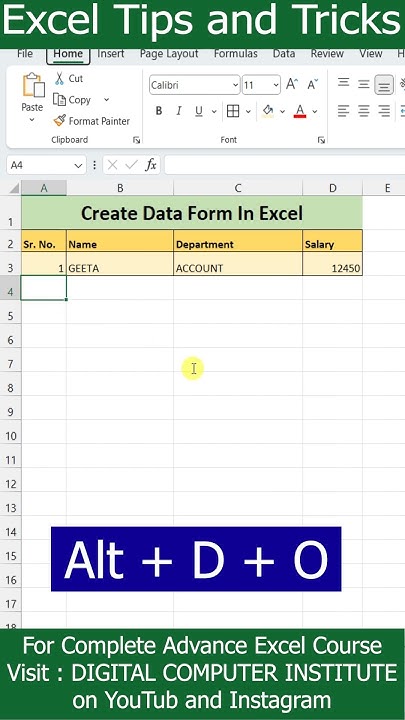 How to Create Data form in Excel | #excelshorts #exceltipsandtricks #shortsfeed - YouTube