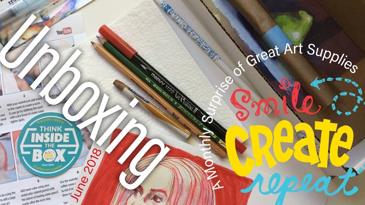 UNBOXING June 2018 Water Brush, Markers & More ART SUPPLY SUBSCRIPTION BOX | Smile Create Repeat ...