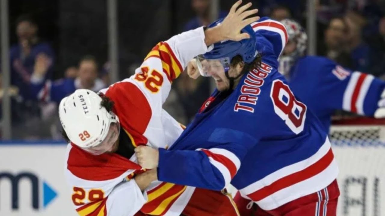Jacob Trouba Hits and Fights vs Calgary Flames Highlights - YouTube