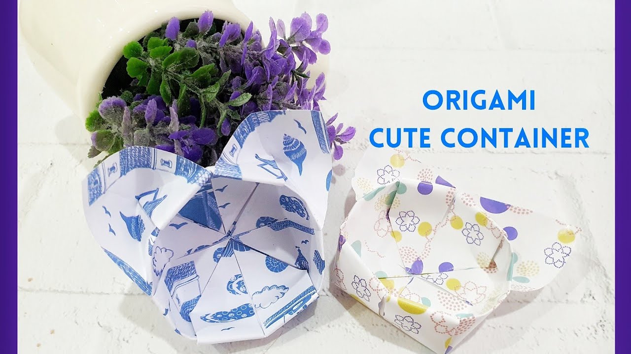 Cara Melipat Wadah Lucu - Easy Origami Cute Paper Container - DIY ...