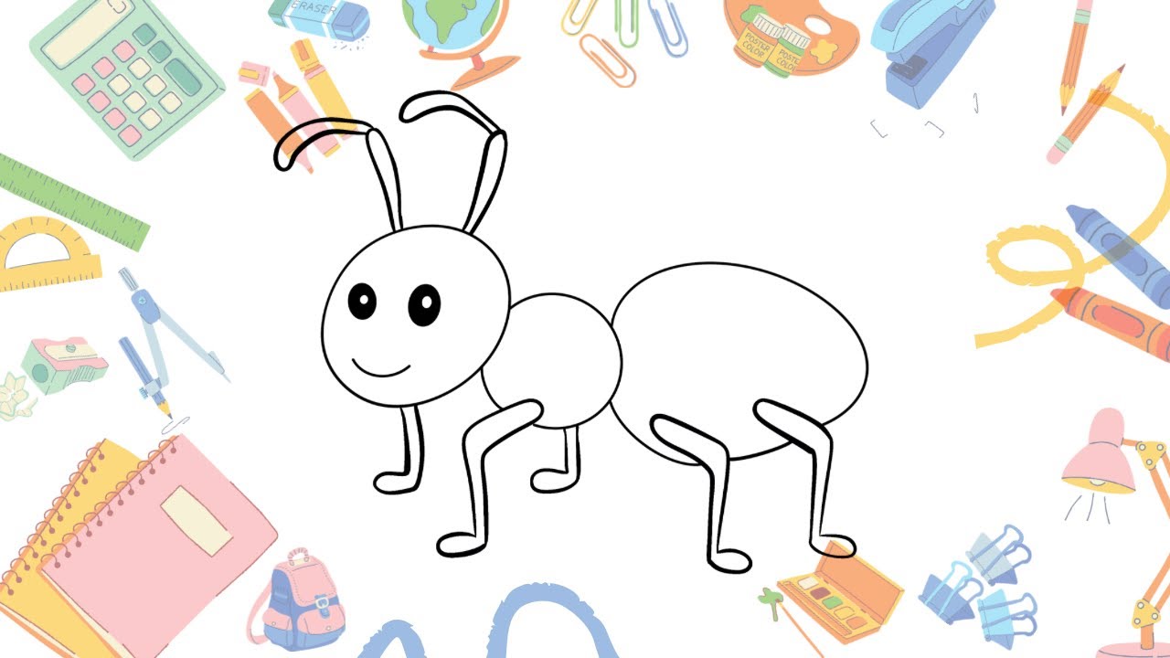 How To Draw A Cute Ant- Playing and Colouring For Kids - YouTube