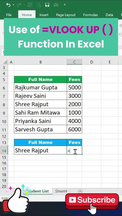 VLookup Function In Excel || Amazing Tricks In Excel || #excel #shorts - YouTube
