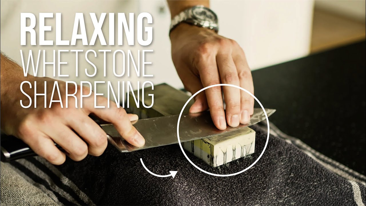 ASMR Knife Sharpening on Whetstone | Relaxing Sharpening Sounds - YouTube