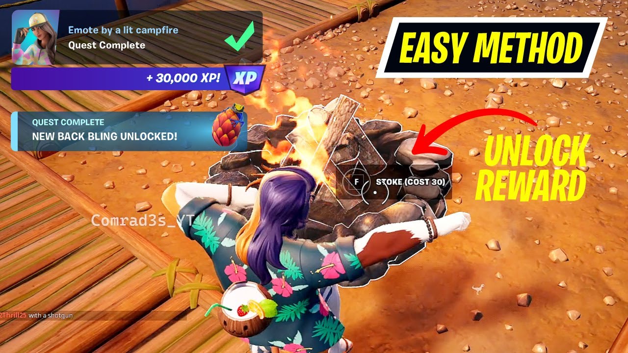 How to EASILY Light a campfire, Emote by a lit campfire Fortnite - YouTube