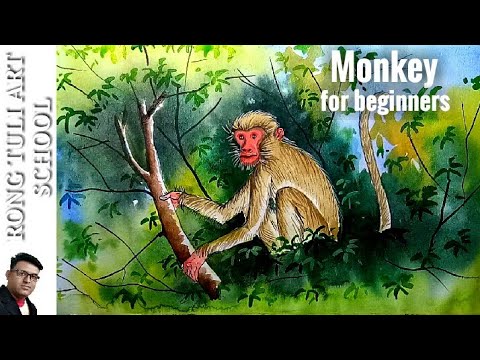 Watercolor painting || monkey || for beginners #UNAKOTIchannel - YouTube