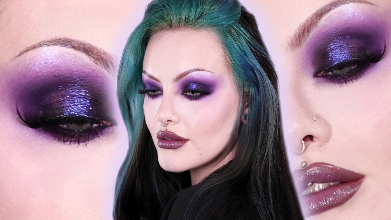 ALTERNATIVE EYESHADOW TUTORIAL // grungy purple makeup - YouTube