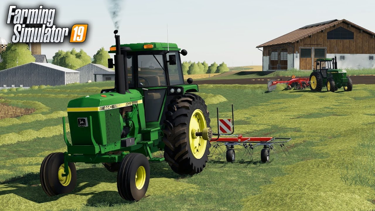 FS19- HAY DAY! RAKING & TEDDING HAY WITH THE OLD JOHN DEERES - YouTube