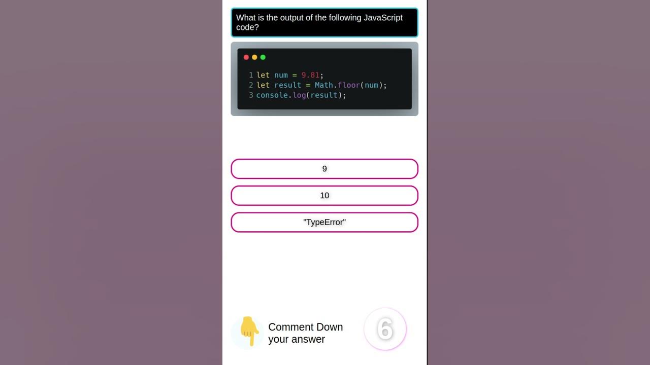 Guess the output 50 #javascript #quiz #quiztime #js #knowledge - YouTube