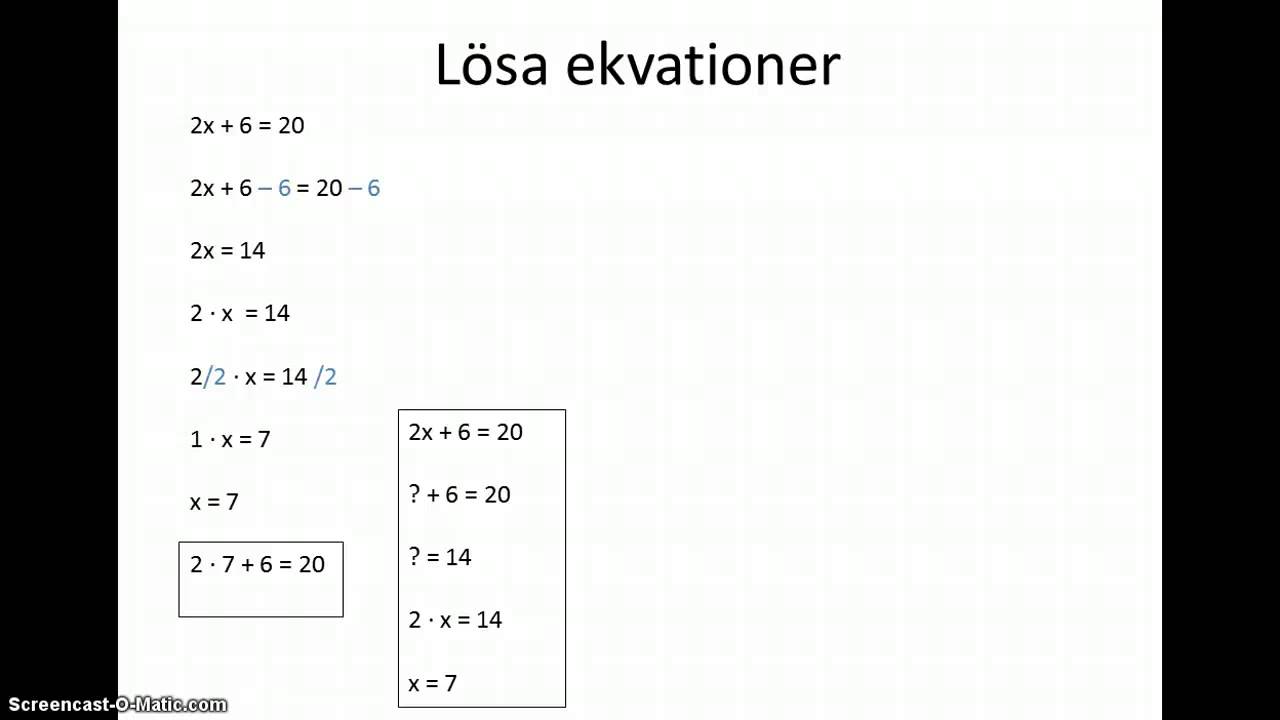 Algebra-lösa ekvationer - YouTube