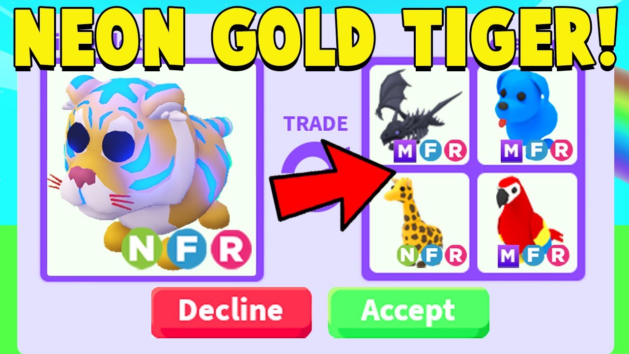 Trading my NEON GOLD TIGER in Adopt Me! - YouTube