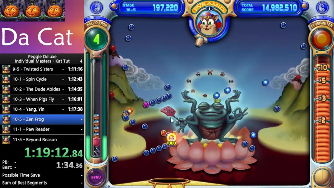 Peggle Deluxe - Individual Masters Speedrun - Kat Tut - 1:40:21 - YouTube