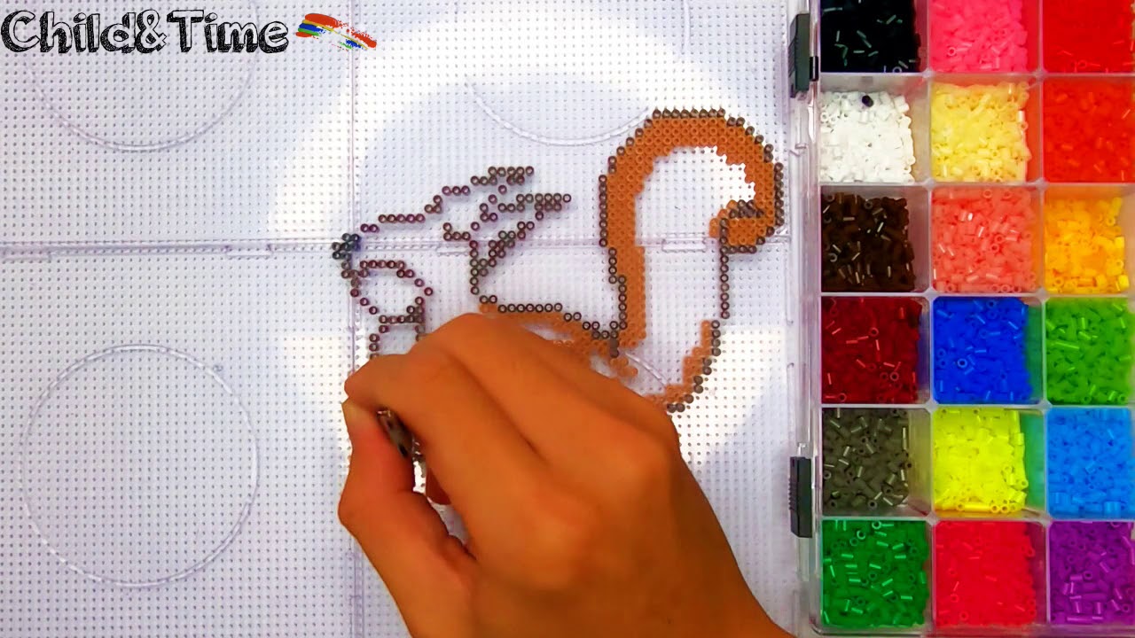 Animal Squirrel perler beads diy for Kids. Child&Time.Art - YouTube