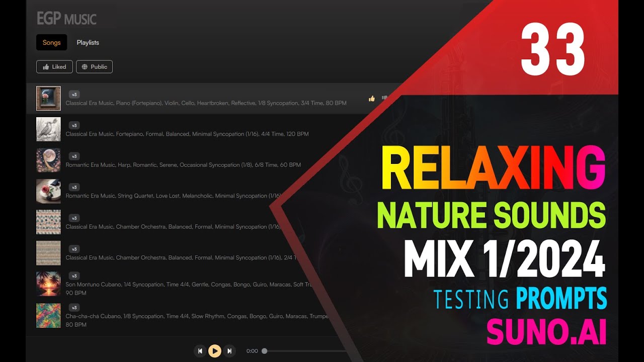 Nature Sounds Relaxing Music . Suno AI Prompts . Playlist 01 Created by ...
