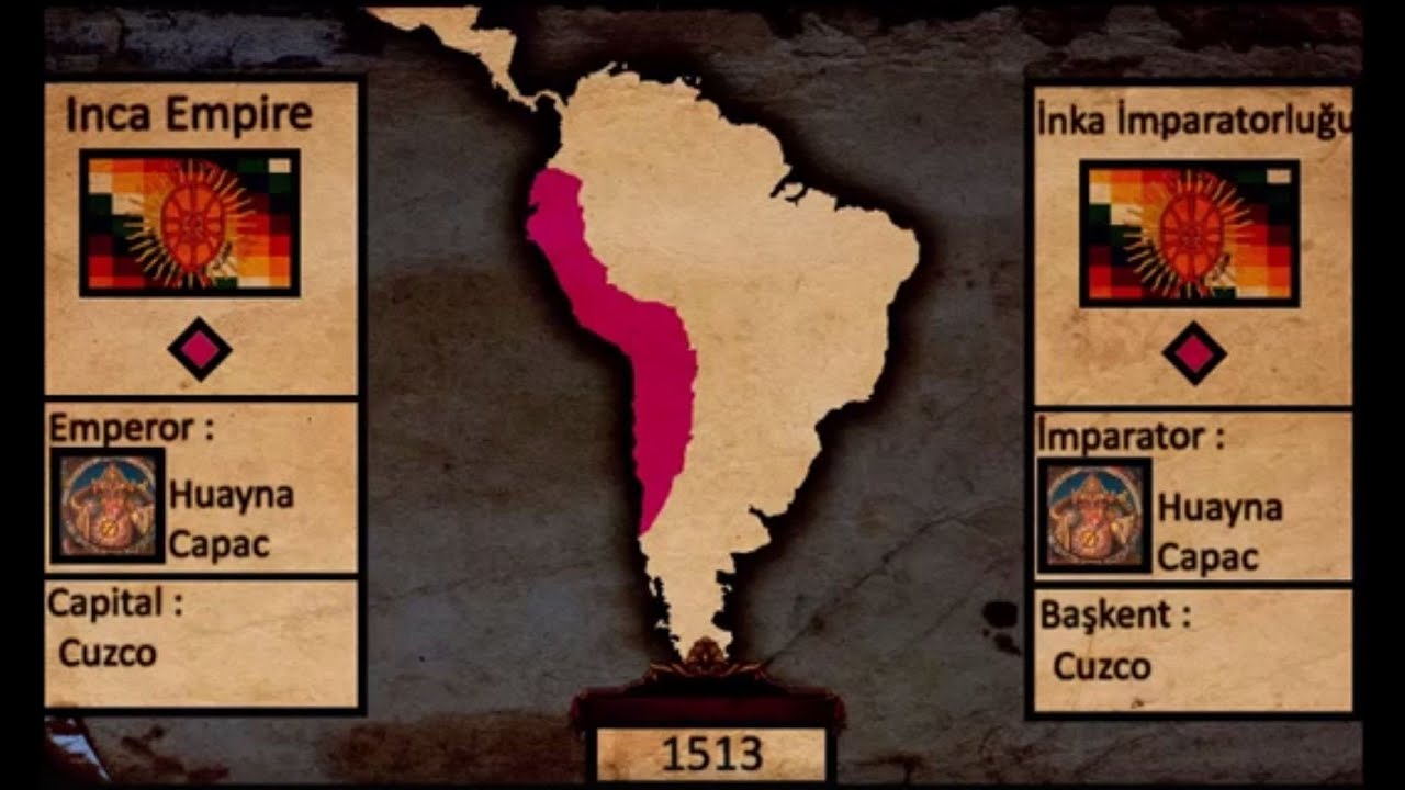 İnka İmparatorluğu kuruluştan yıkılışa her yıl (1350-1533) Inca Empire ...