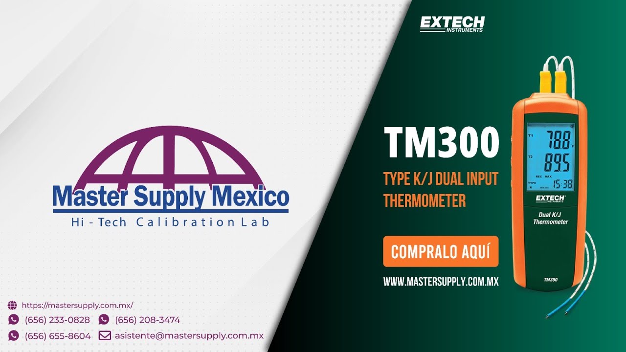 EXTECH TM300 Termómetro de entrada dual tipo K/J - YouTube