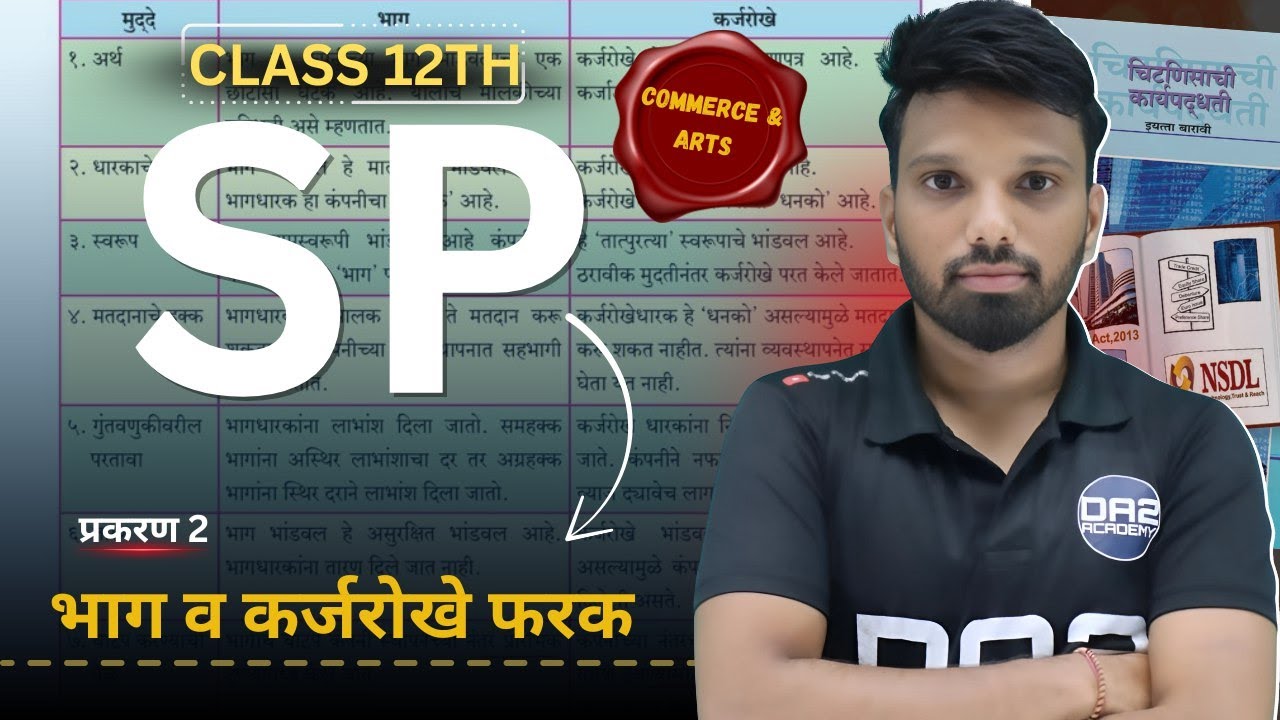 भाग व कर्जरोखे फरक | shares vs debentures | 12th sp chapter 2 | da2 ...