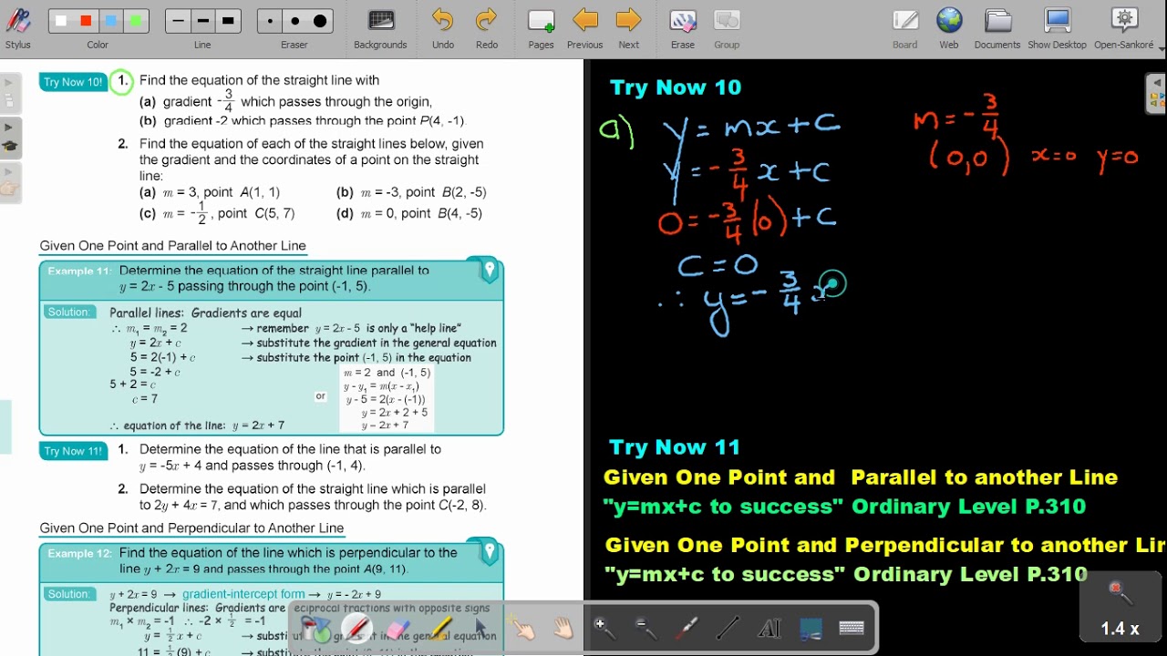7 10 Equation of a Straight Line Given One Point and the Gradient - YouTube