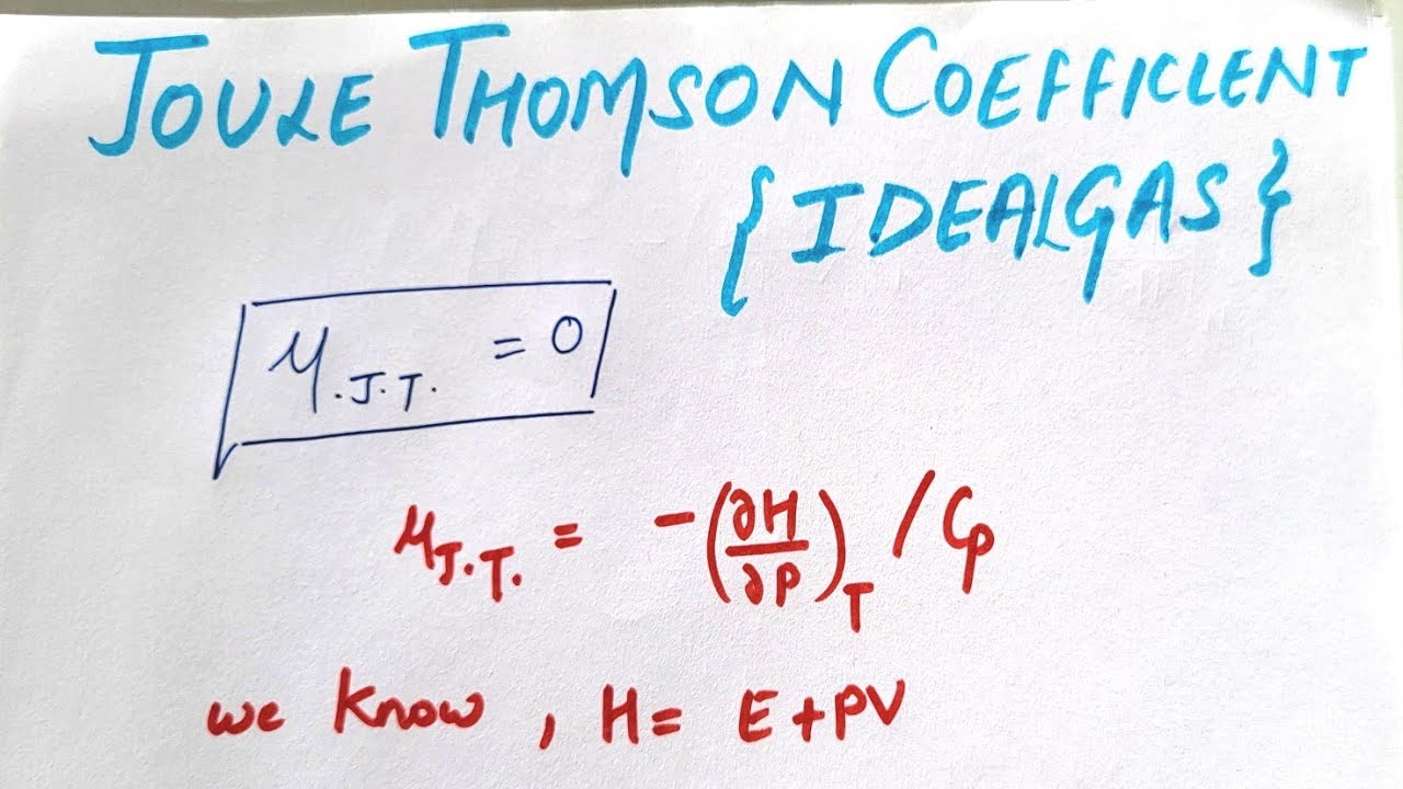 Joule Thomson Coefficient | For Ideal gas Derivation #thermodynamics ...