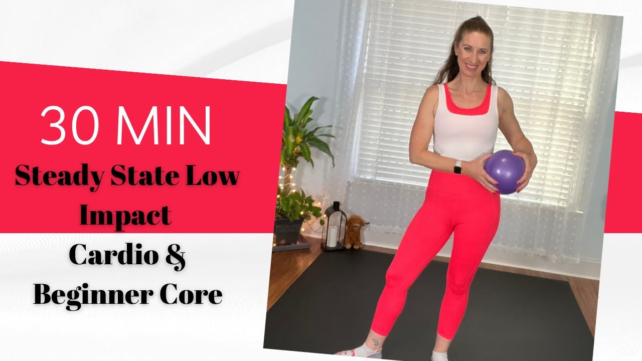 30 Minute Steady State LOW Impact Cardio & Beginner Core - YouTube