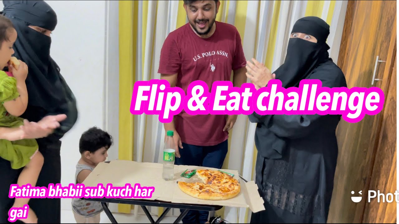 Impossible water bottle Flip & eat challenge .. fatima bhabii sub har ...