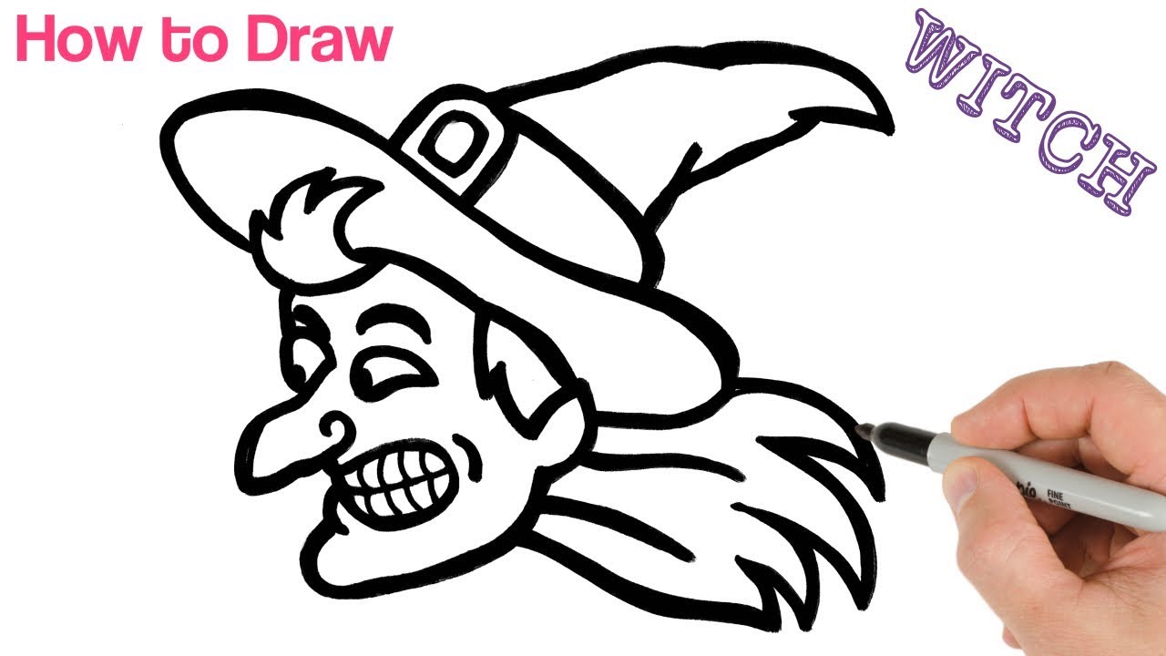 How to Draw a Witch | Halloween drawings for beginners - YouTube
