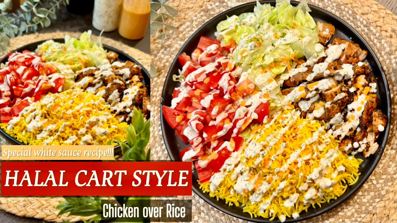 Halal cart chicken and rice|Halal cart NYC|Halal cart white sauce #food ...