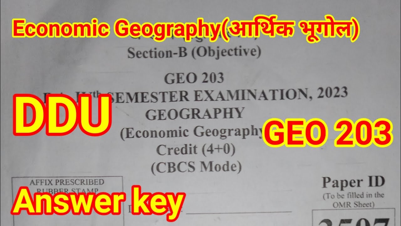 Geography Answer key || Economic Geography || GEO 203 Answer key ...