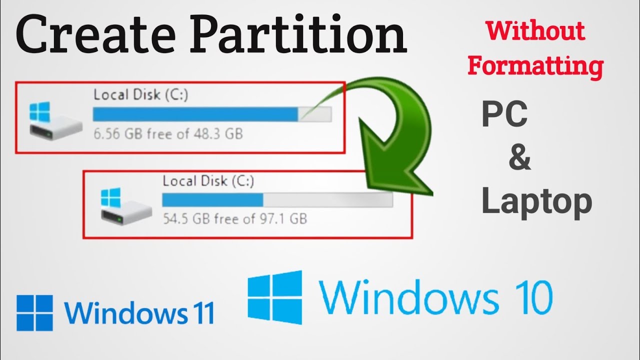 Create Partition Hard Disk Ssd Create Partition In Windows Pc Computer Youtube