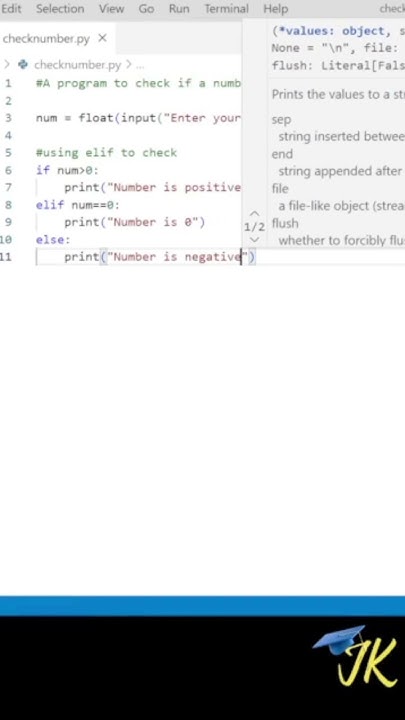 Python Program To Check If A Number Is Positivenegative Or Zero Using Elif And Using Else If 9731