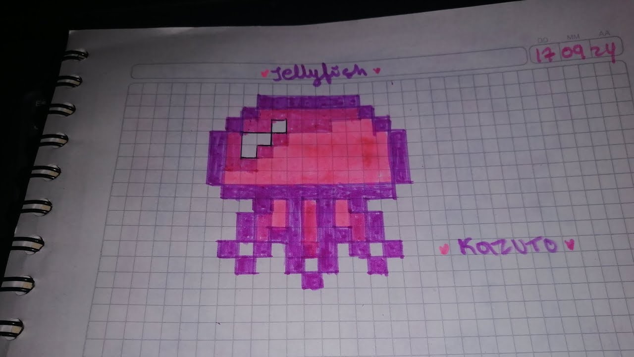 como dibujar una medusa en pixelar 🖤 🥰 😘 😍 ♥️ #pixelar - YouTube