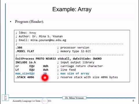 Assembly: Lec_09_p2 Array and Nested Loop - YouTube