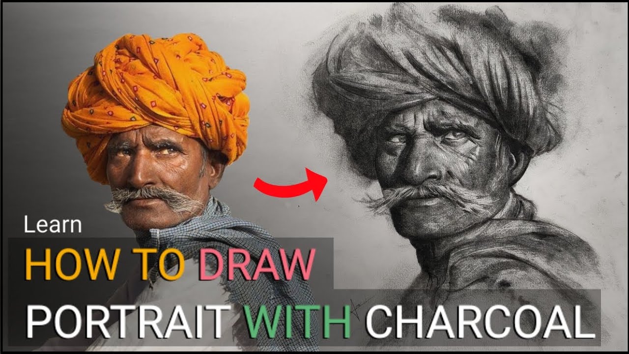Learn How To Draw Portrait With Charcoal/Charcoal Tutorial - YouTube