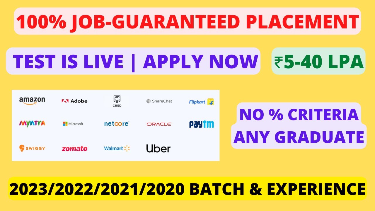 100% Job Guarantee | Direct Hiring | Test is Live | 2019-2023 batches ...